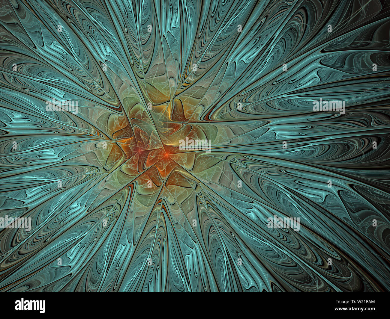 Fabulous fractal pattern in blue. Digital fractal art. Smooth blue ...