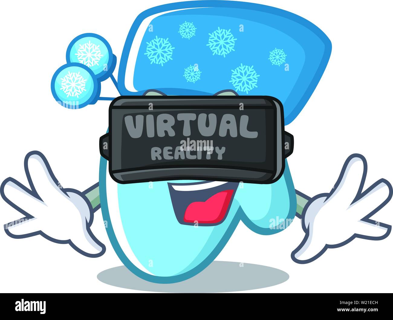 Virtual reality winter gloves put wooden cartoon table Stock Vector ...