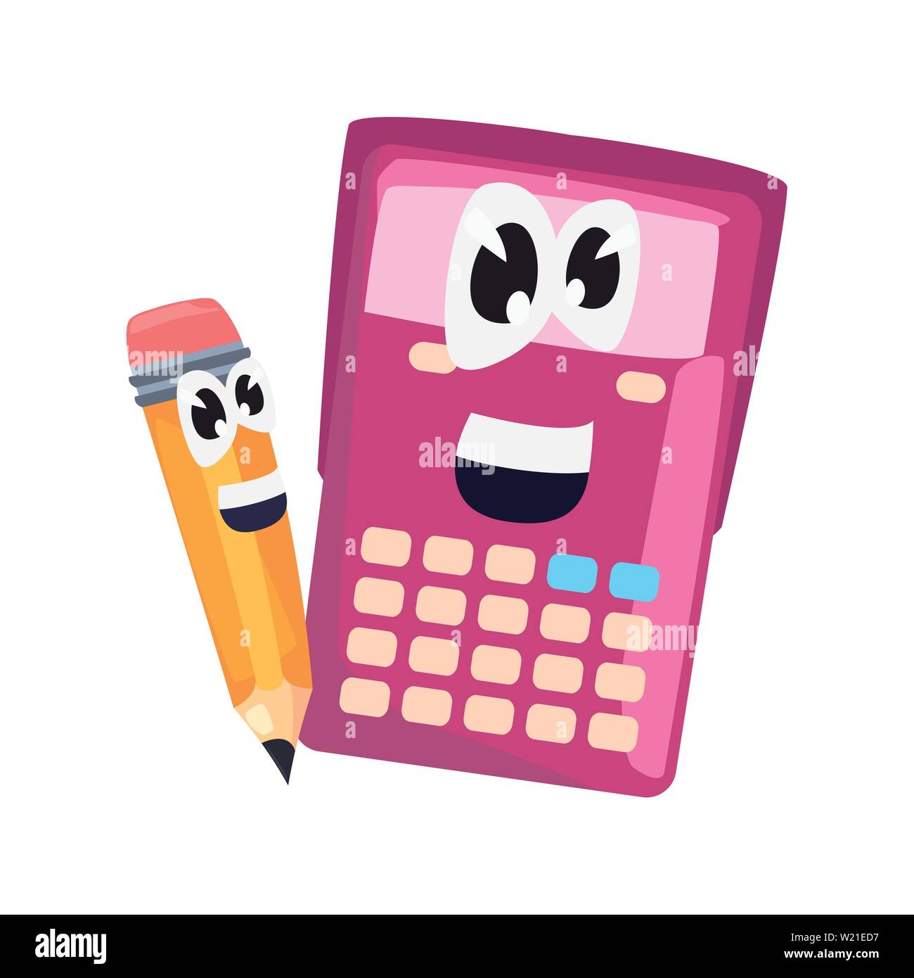 calculator pencil cartoon back to school flat design vector ...