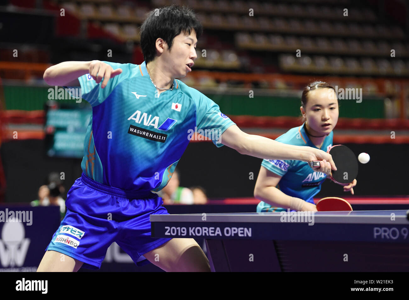 Busan, South Korea. 5th July, 2019. Jun Mizutani (JPN), Mima Ito (JPN) Table Tennis : The 2019 ...
