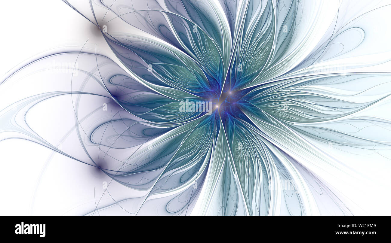Fabulous fractal pattern in blue. Digital fractal art. Smooth blue ...