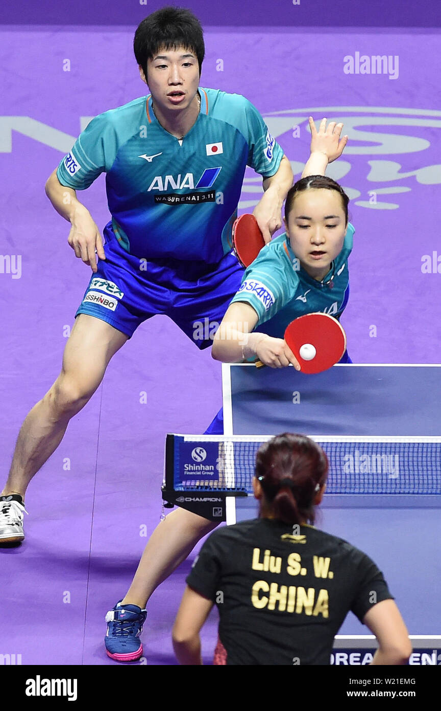 Busan, South Korea. 5th July, 2019. Jun Mizutani (JPN), Mima Ito (JPN) Table Tennis : The 2019 ...