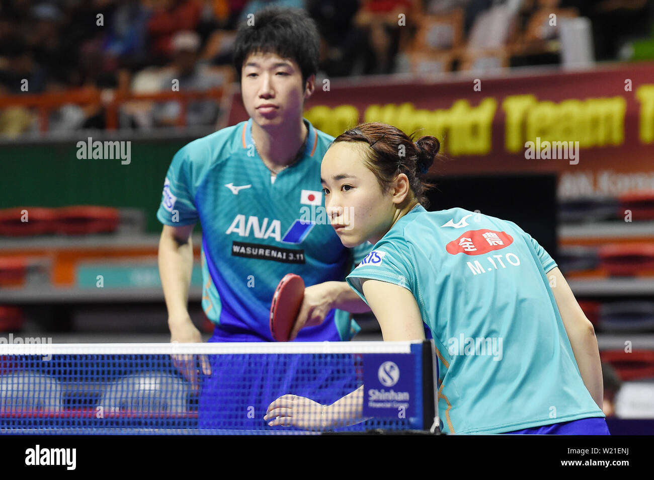 Busan, South Korea. 5th July, 2019. Jun Mizutani (JPN), Mima Ito (JPN) Table Tennis : The 2019 ...