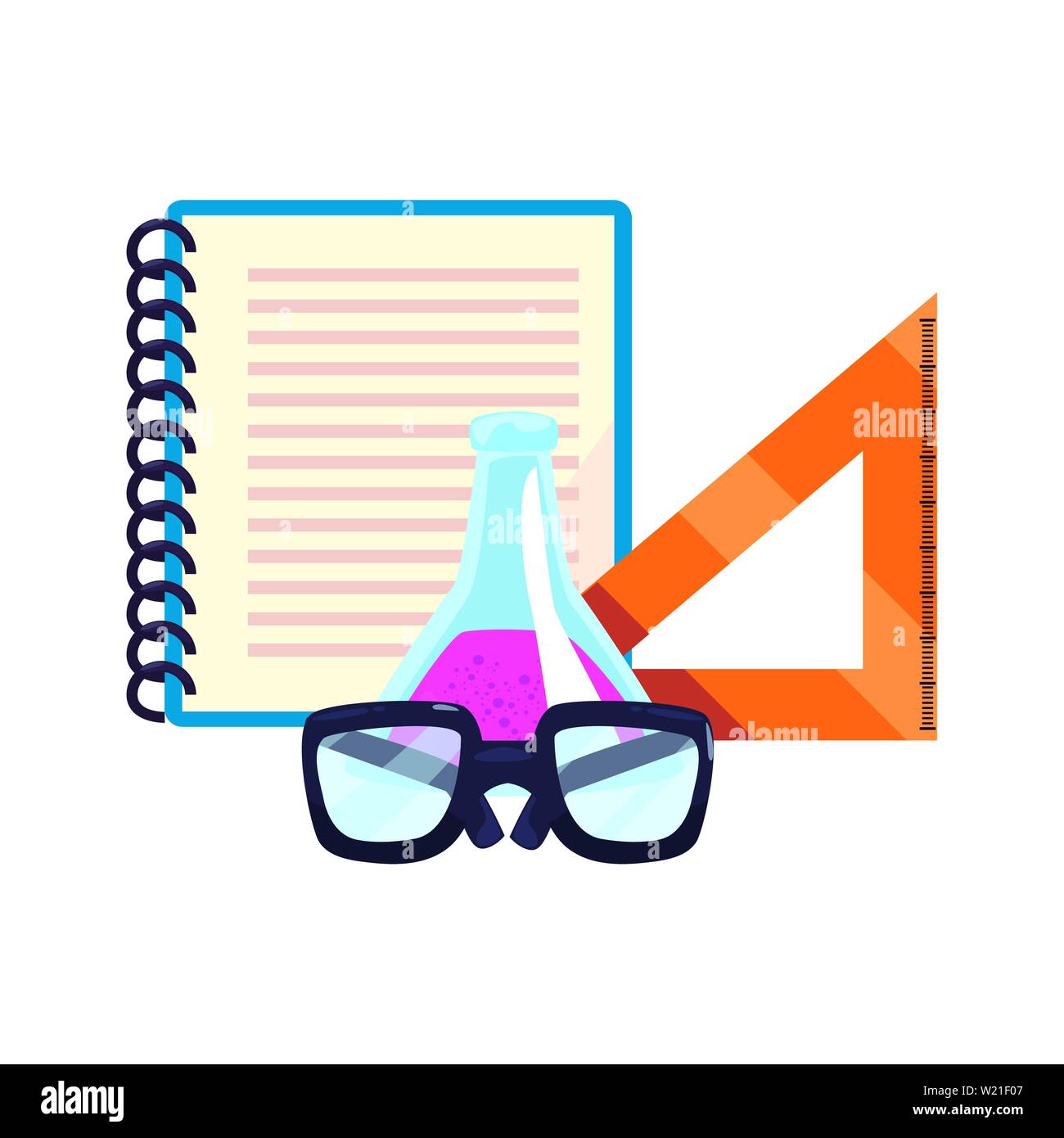 notebook triangle ruler back to school flat design vector illustration ...