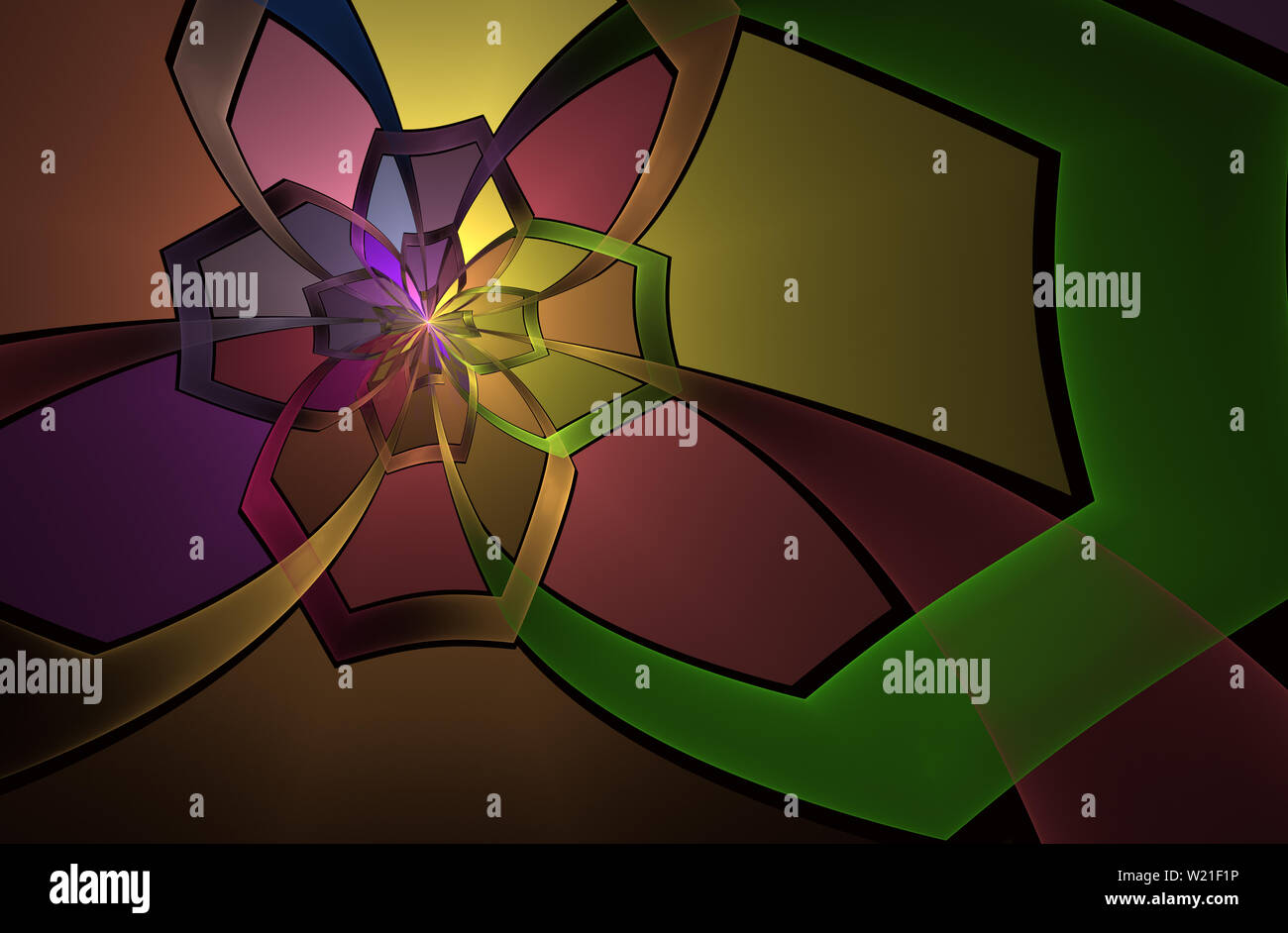 Abstract stain glass flower pattern. Illustration in stained glass ...