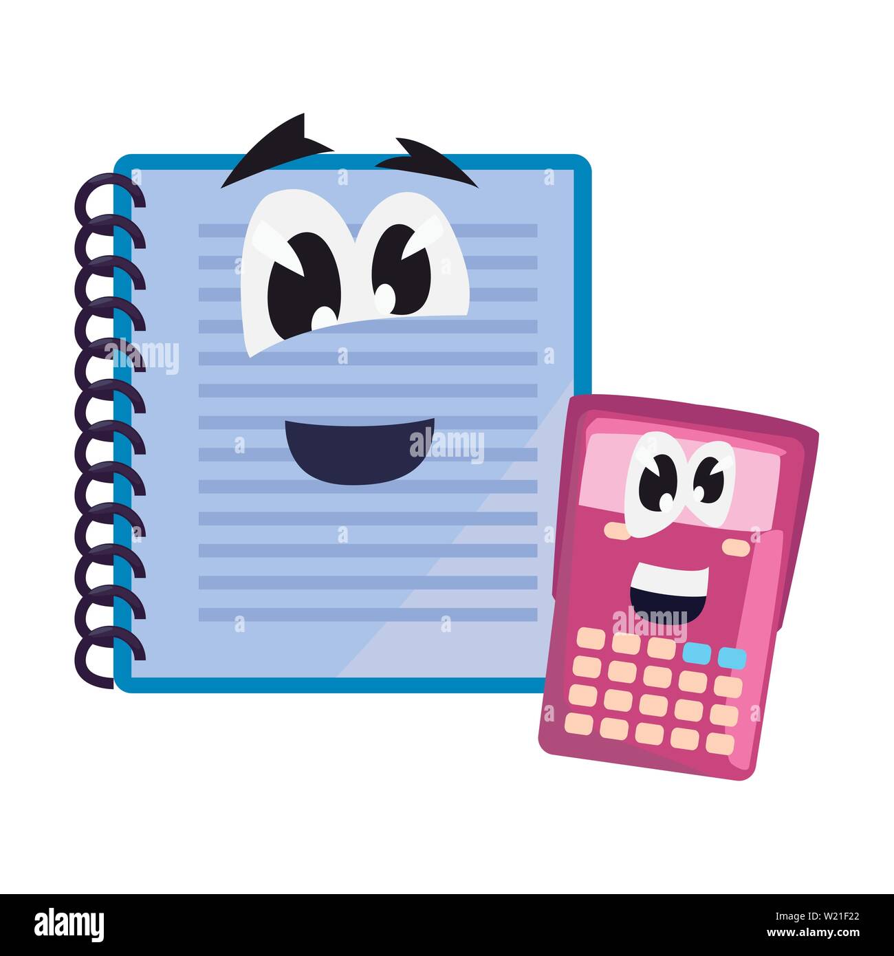 notebook calculator cartoon back to school flat design vector ...