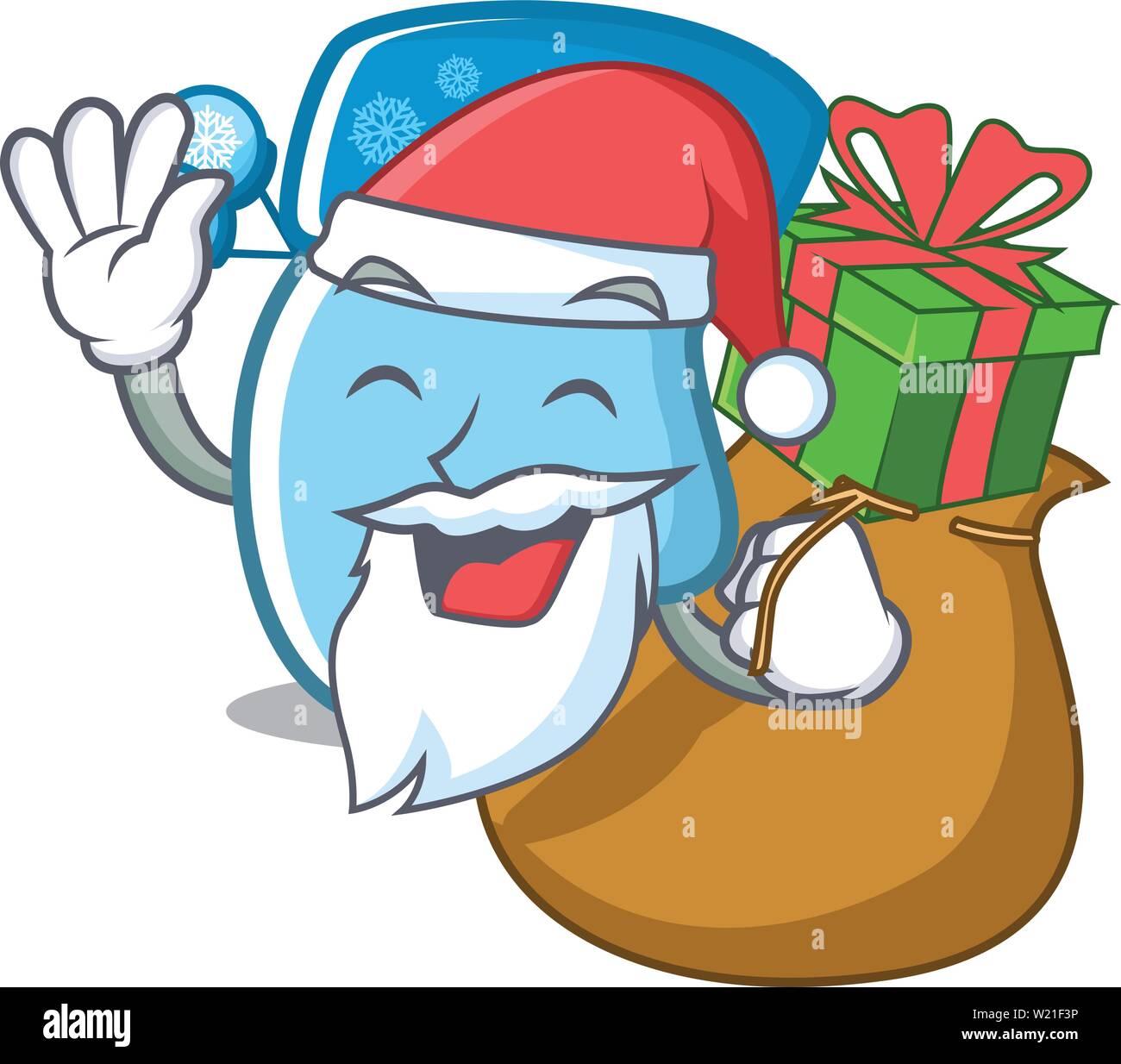Santa with gift winter gloves in the cartoon shape Stock Vector Image ...