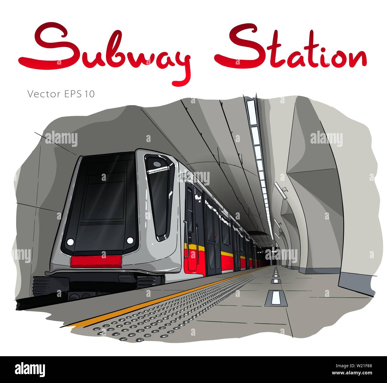 Hand drawn sketch of subway station illustration Stock Vector Image ...