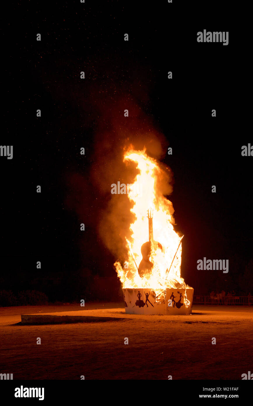 Bonfire at the Fiesta at El Faldar, Pinoso in Spain Stock Photo - Alamy