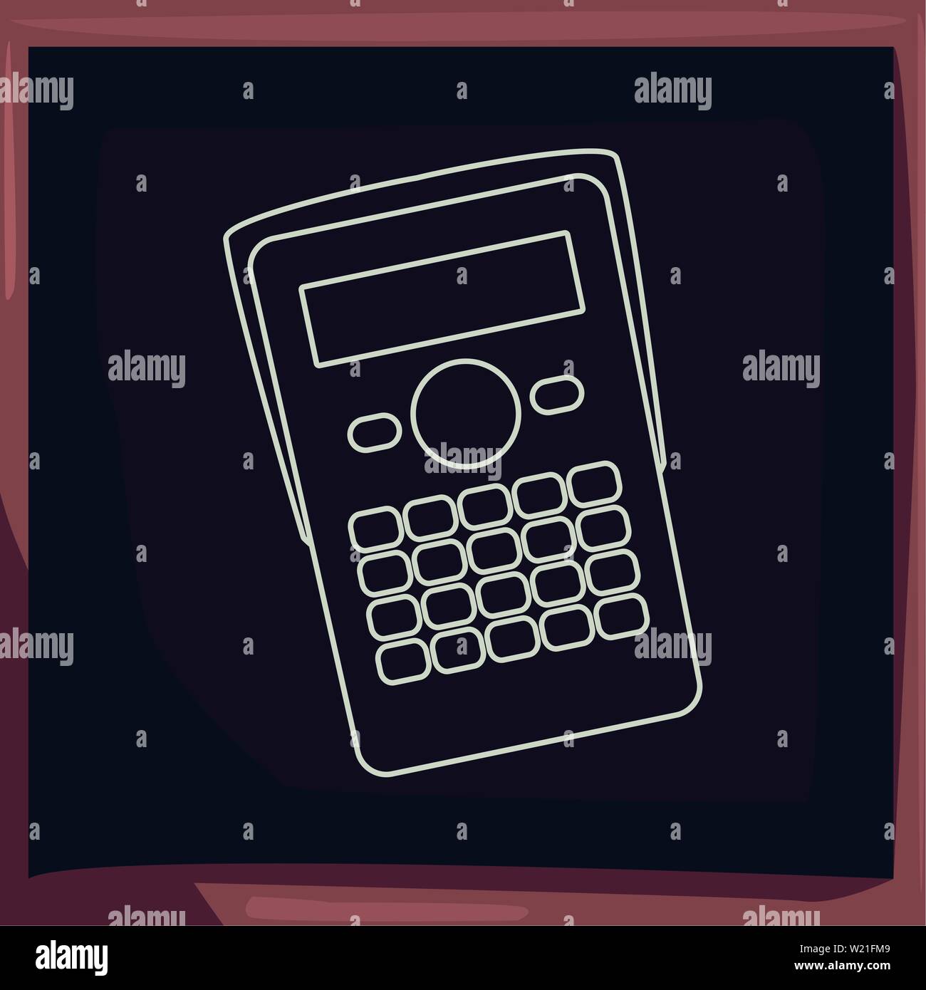 calculator supply back to school flat black background vector ...