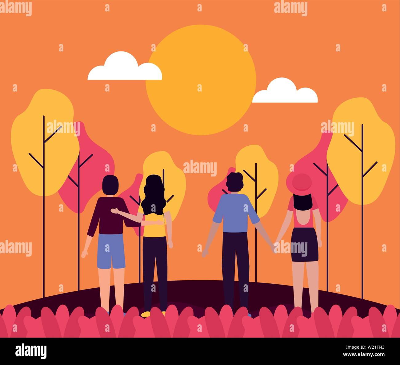 couple romantic activities outdoors flat Stock Vector Image & Art - Alamy
