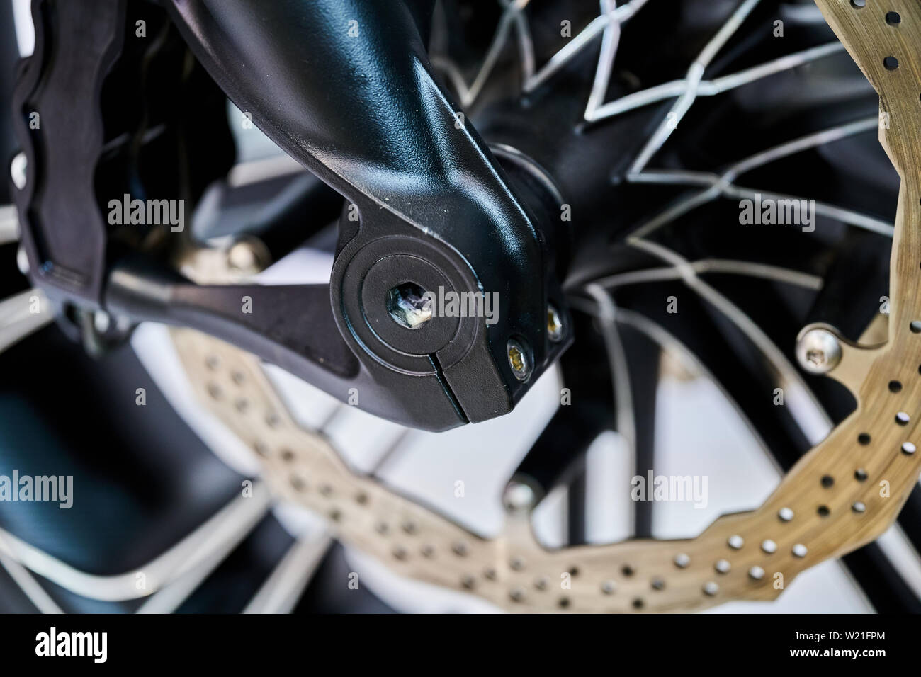 The front wheel of a modern motorcycle Stock Photo - Alamy