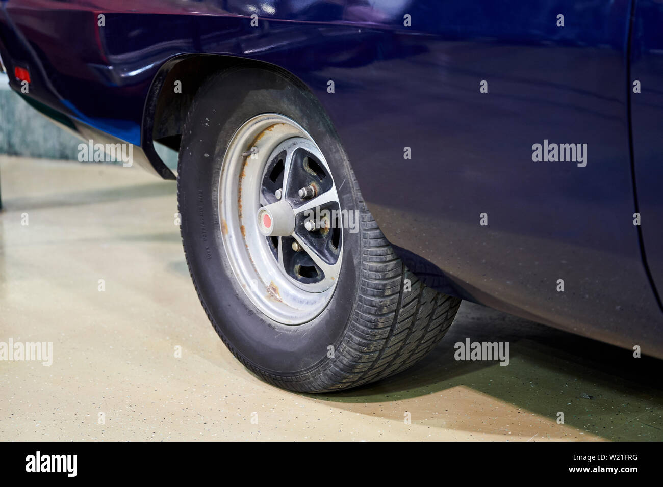 The wheel of a vintage American car. Powerful muscle cars Stock Photo ...