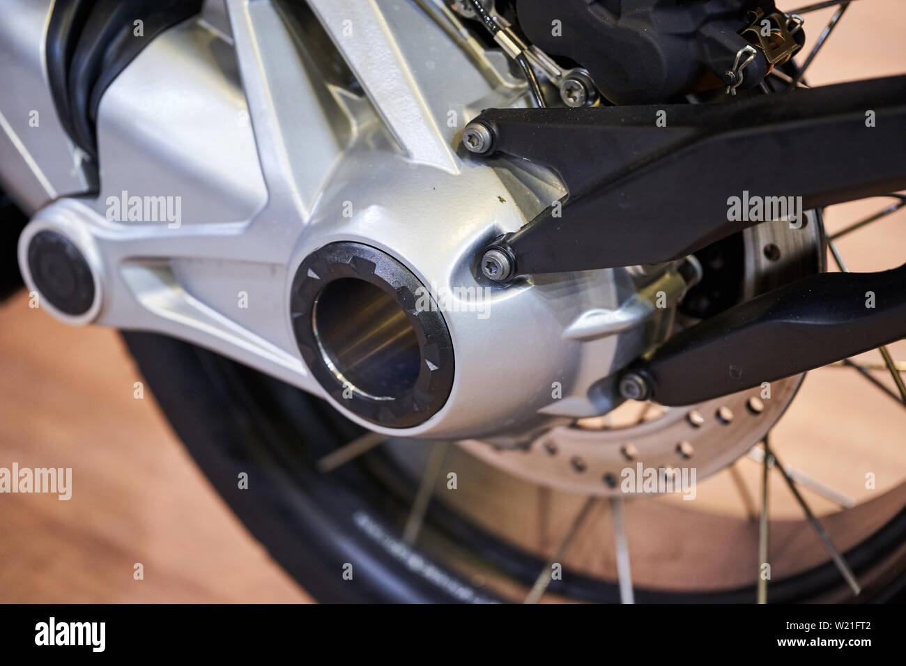 The rear wheel of a modern motorcycle Stock Photo - Alamy