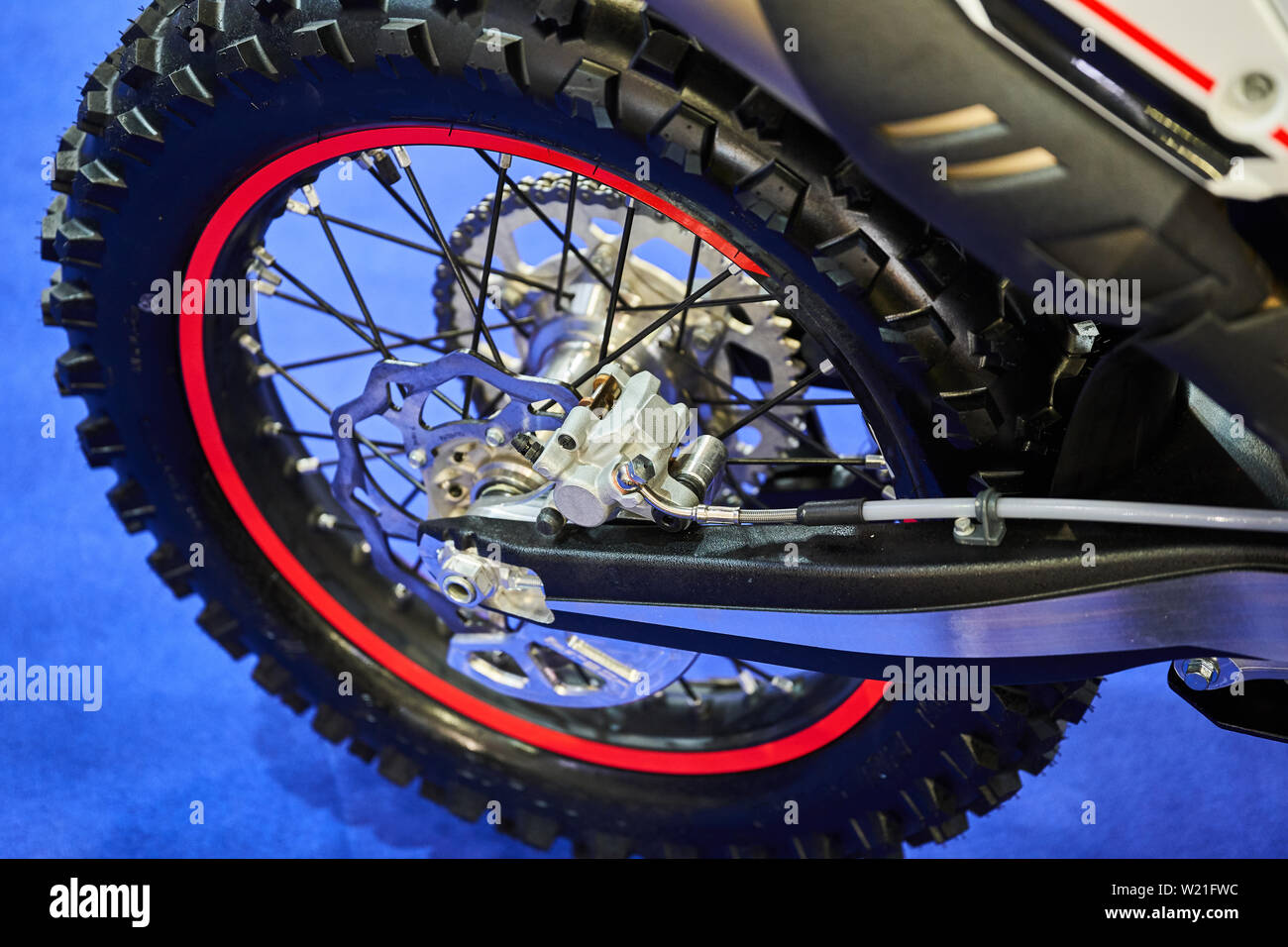 The rear wheel of a modern motorcycle Stock Photo - Alamy