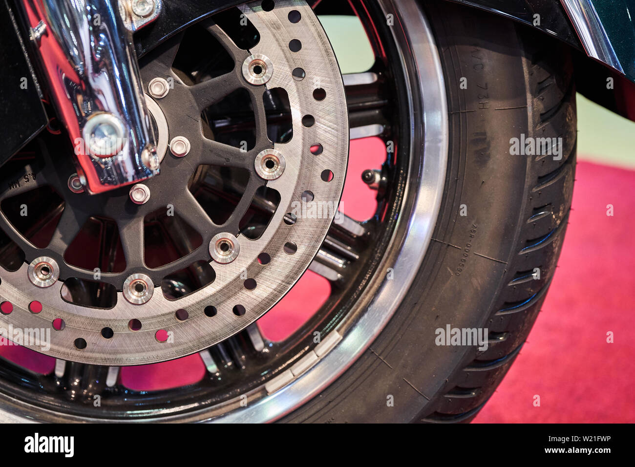 The front wheel of a modern motorcycle Stock Photo - Alamy