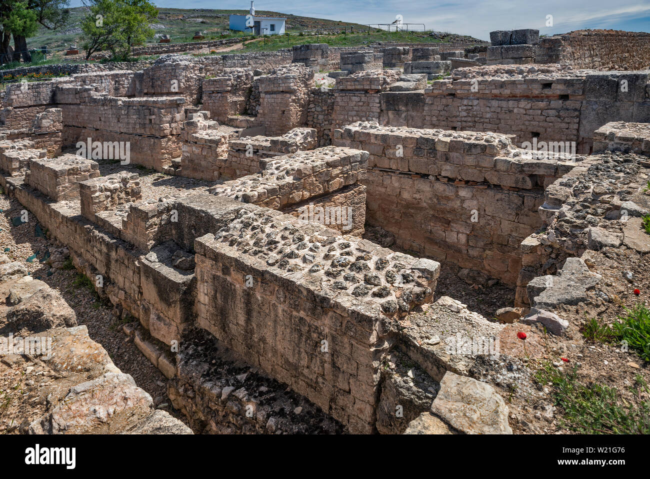 Excavated ruins of Exedra building, 1st century, Roman city of Valeria ...