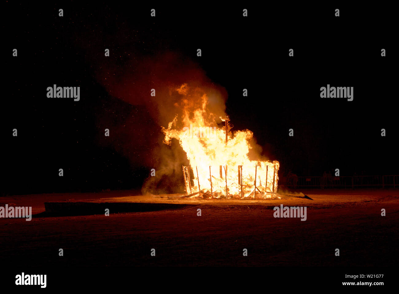 Bonfire at the Fiesta at El Faldar, Pinoso in Spain Stock Photo - Alamy