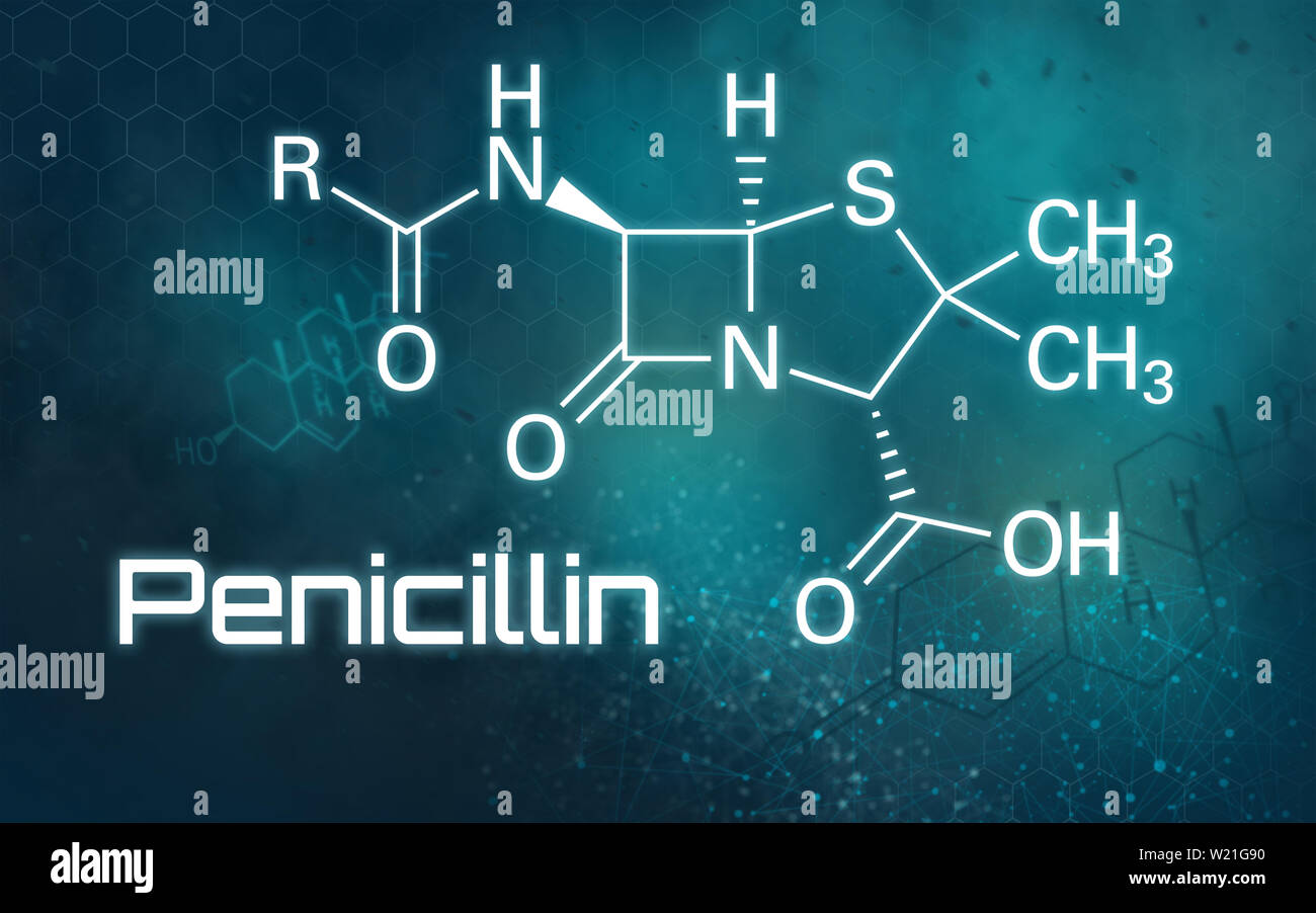 Chemical formula of Penicillin on a futuristic background Stock Photo ...