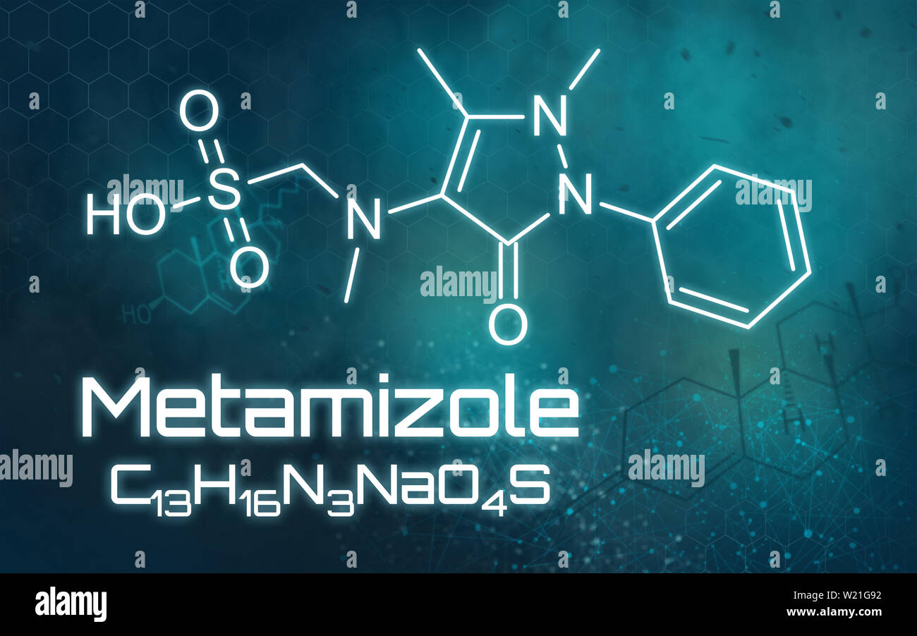 Chemical formula of Metamizole on a futuristic background Stock Photo ...