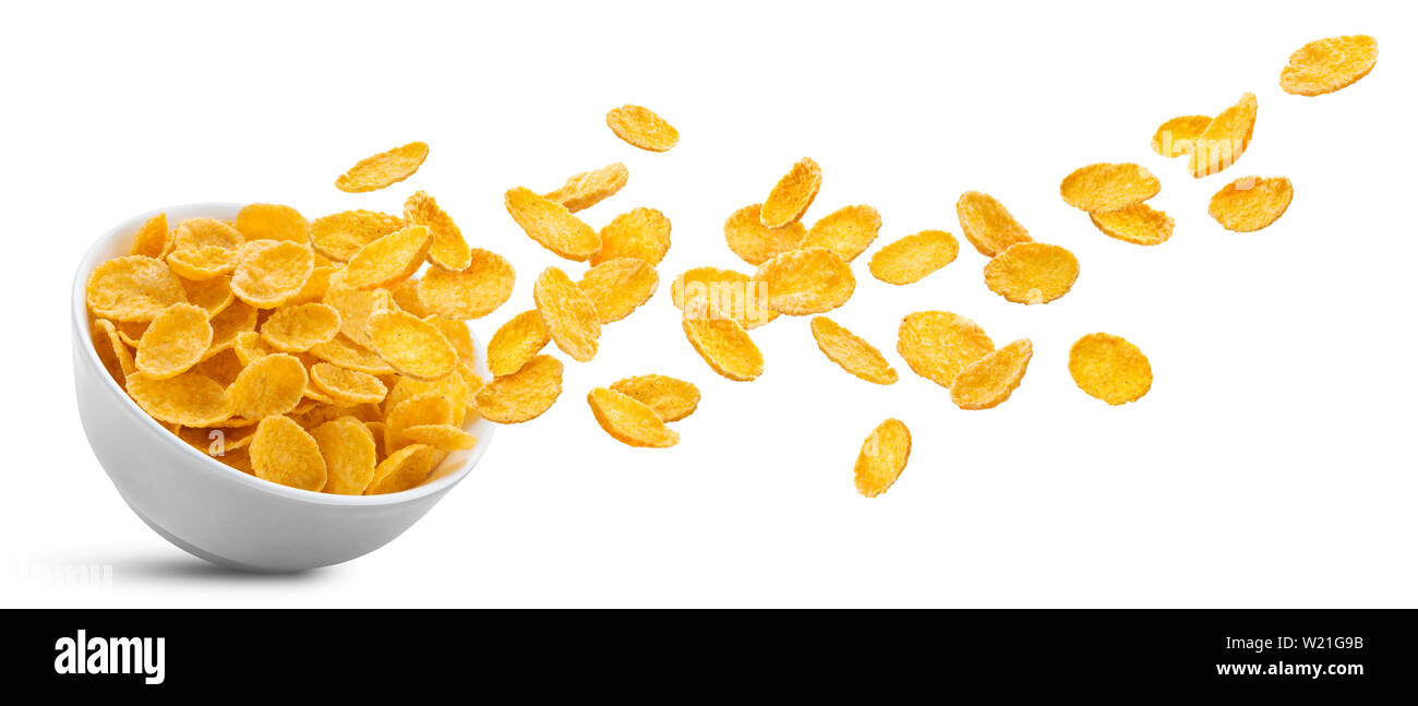 White ceramic bowl of dry uncooked corn flakes Stock Photo - Alamy