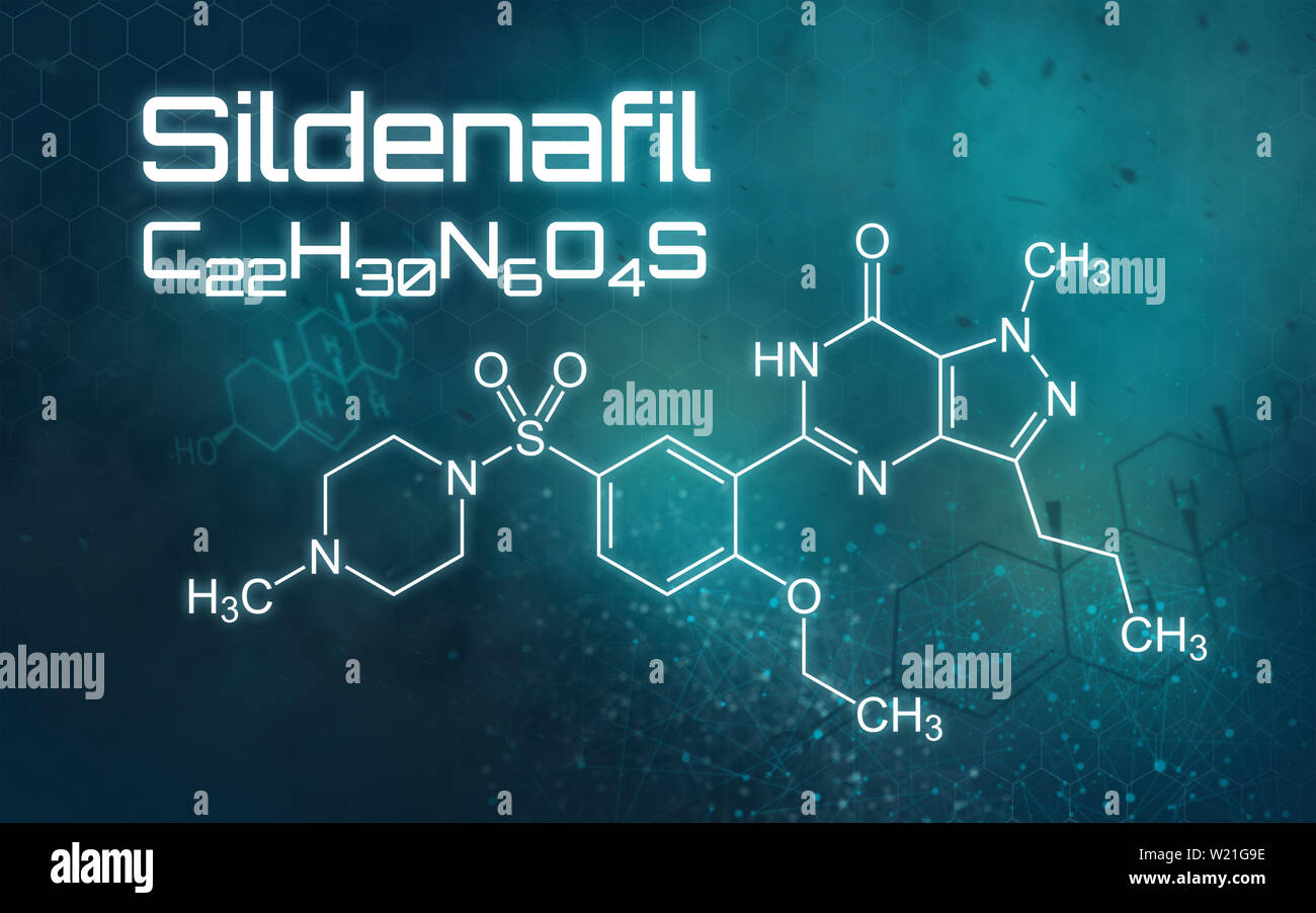 Chemical formula of Sildenafil on a futuristic background Stock Photo ...