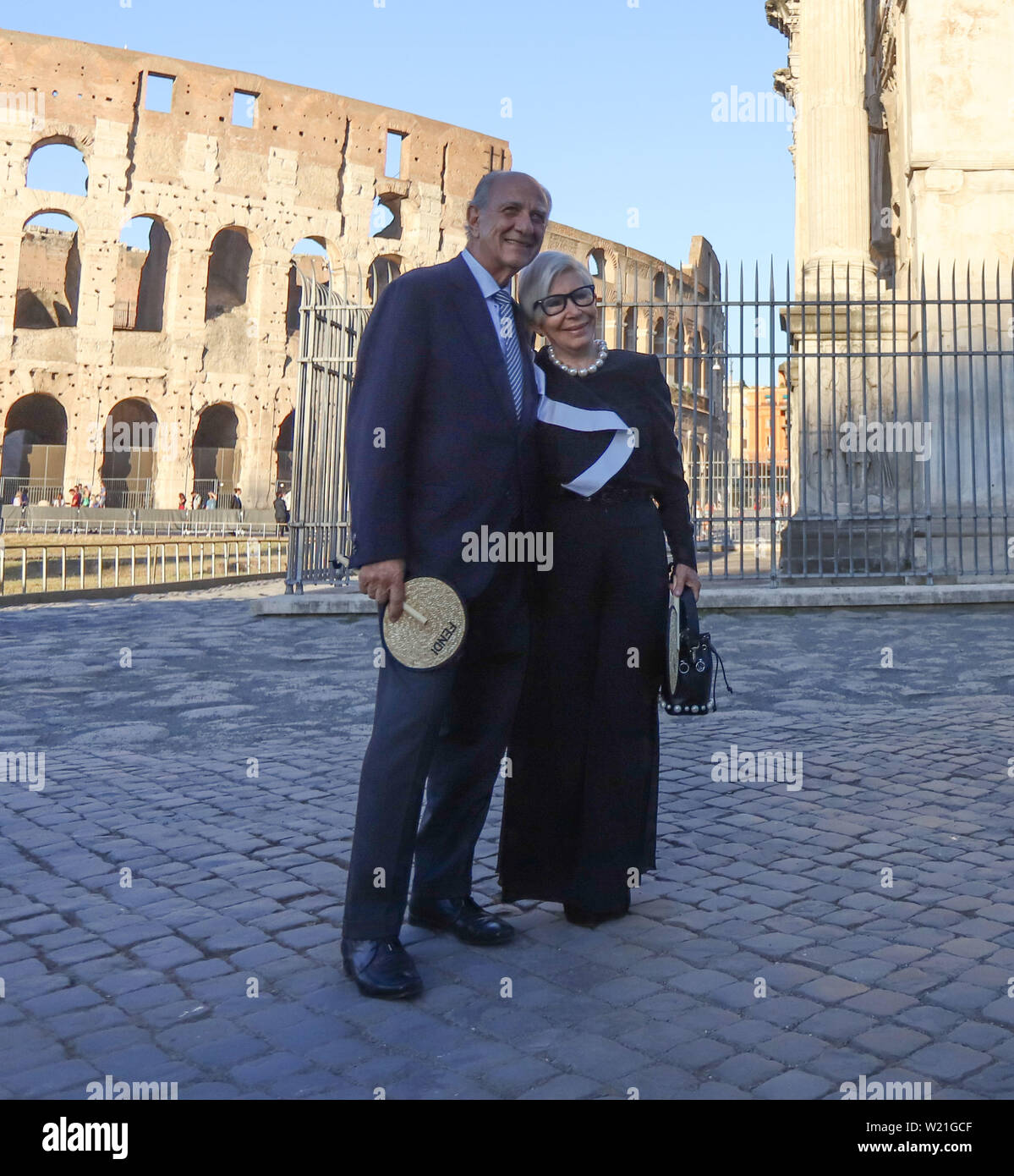 Rome, guests at the Fendi fashion show at the Palatine Hill In the ...