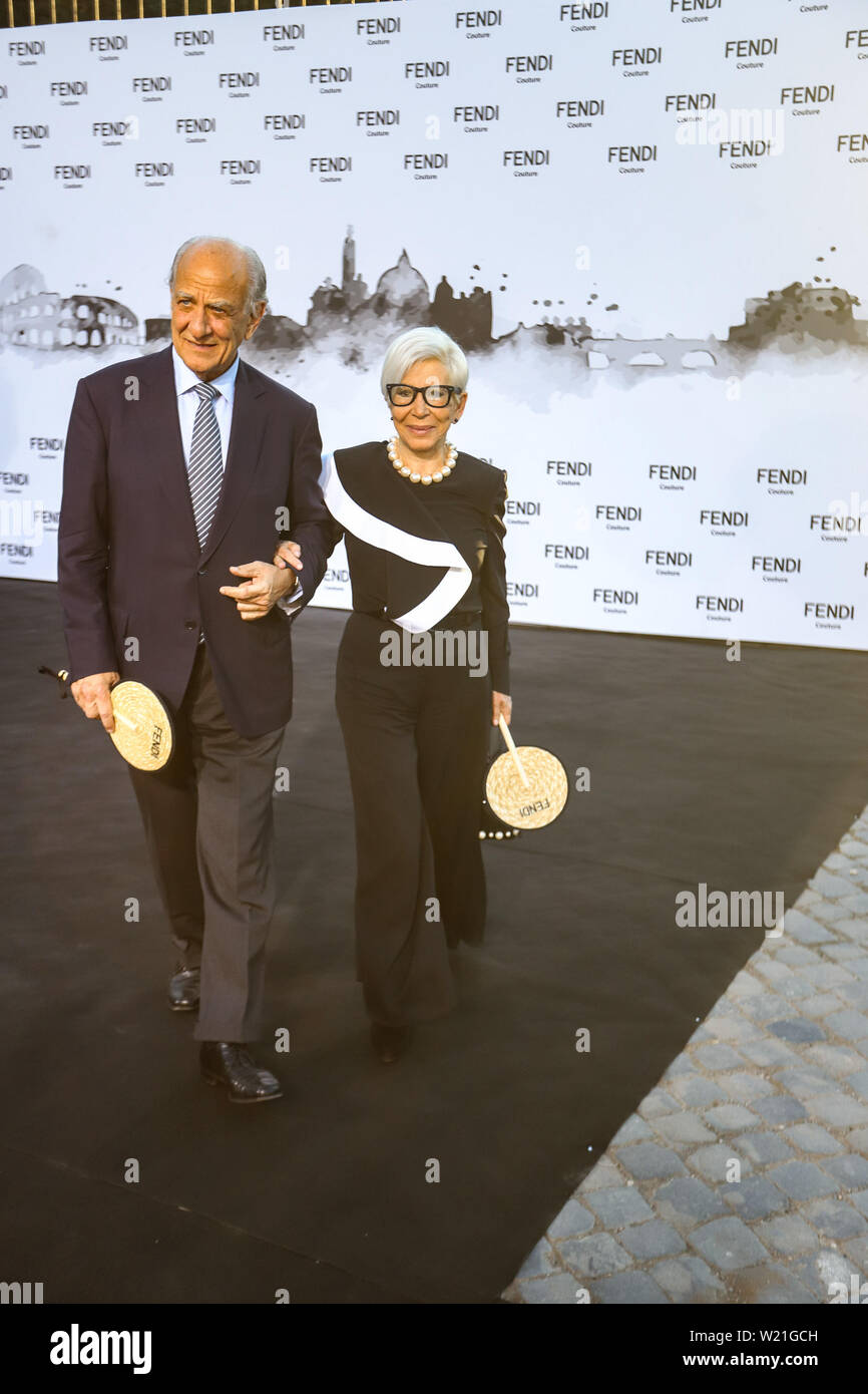 Rome, guests at the Fendi fashion show at the Palatine Hill In the ...