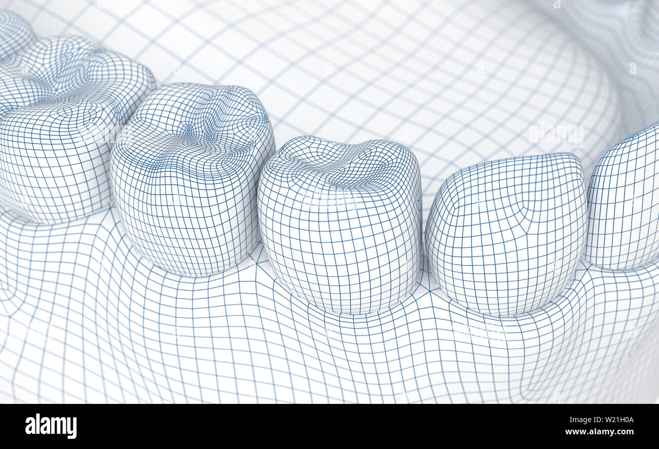 Mouth gum and teeth. Wire 3d model illustration on white Stock Photo ...