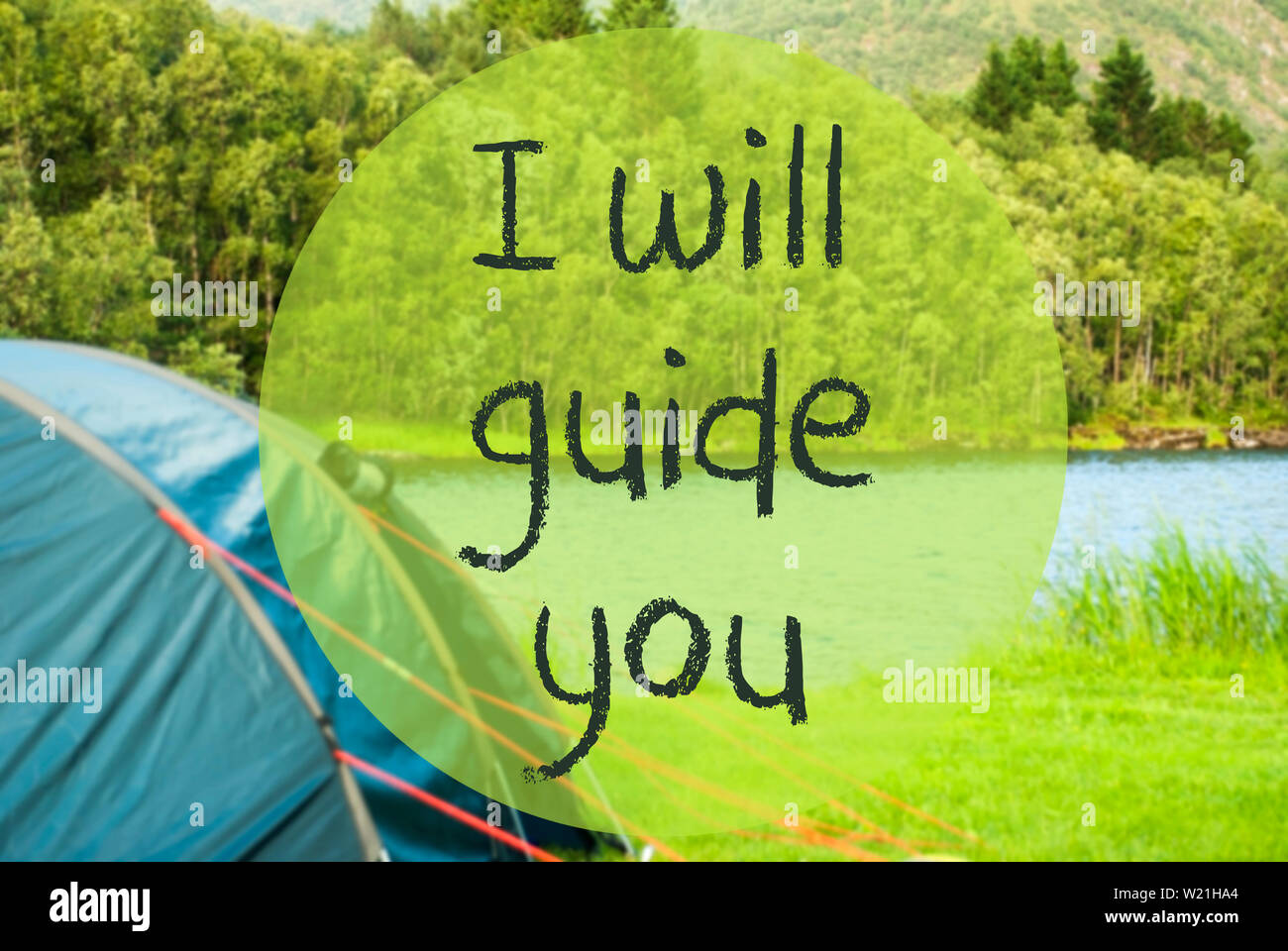 English Text I Will Guide You. Camping Holiday In Norway At Lake Or ...