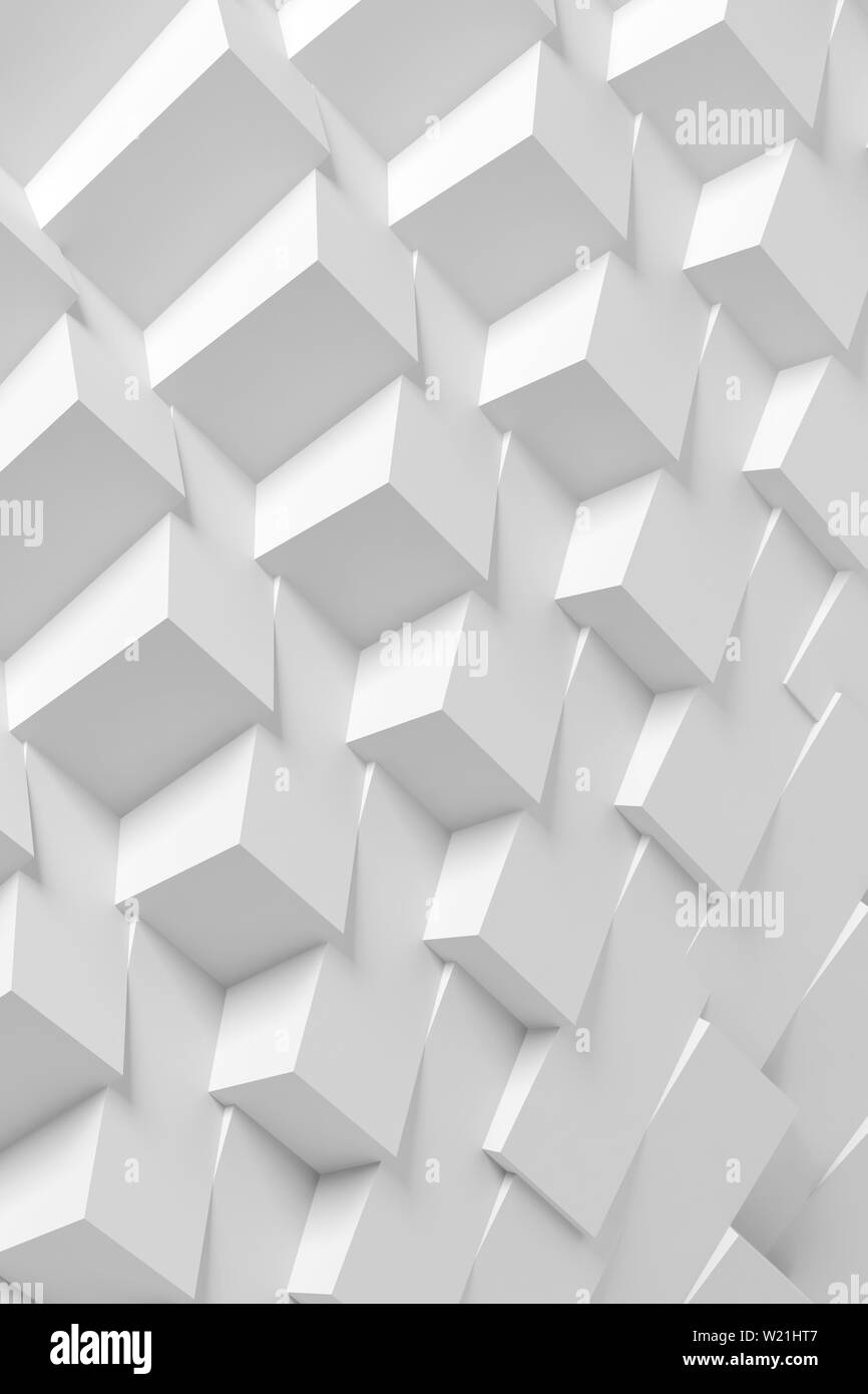 Abstract white geometric pattern, digital background with parametric ...
