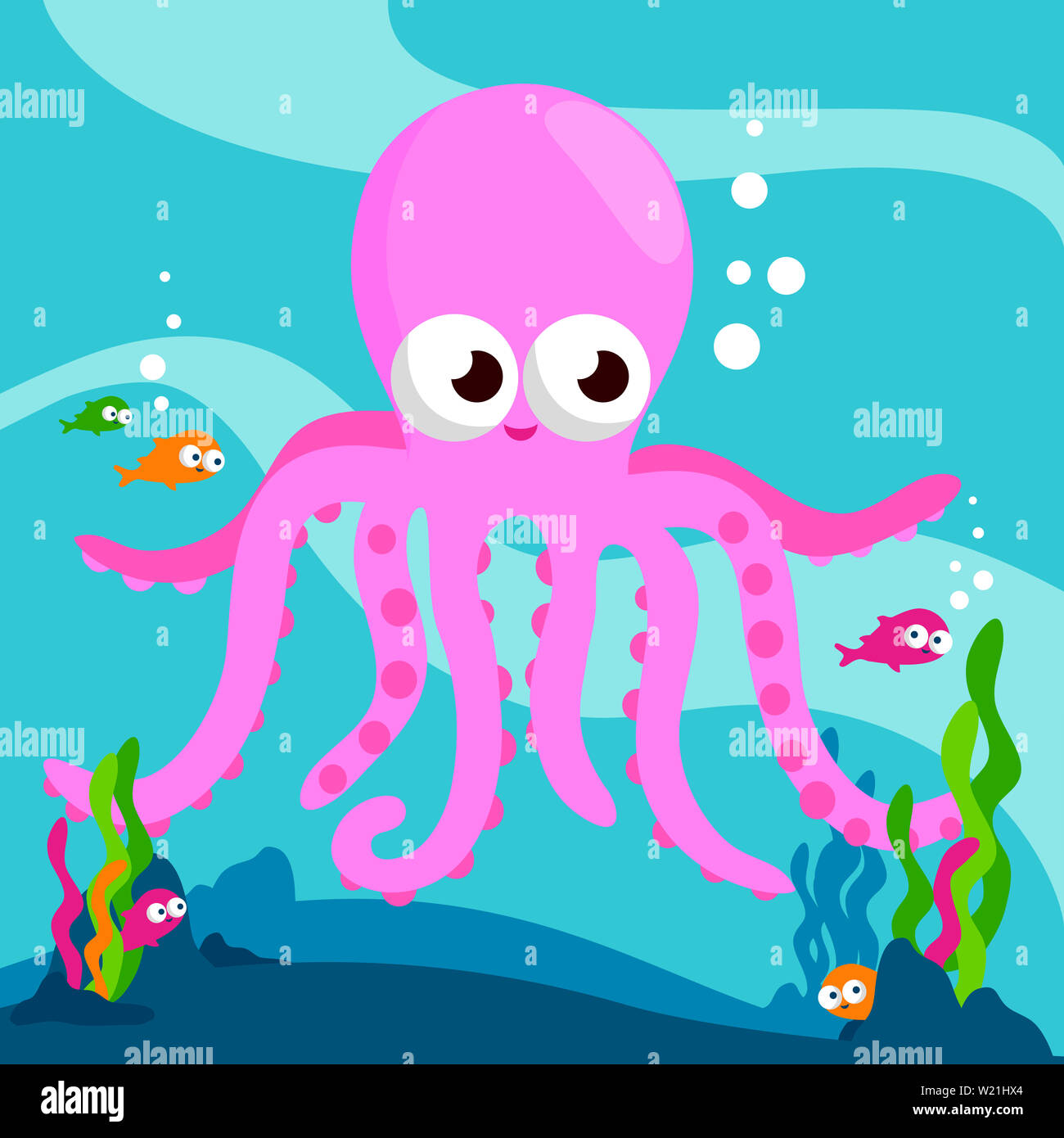 Illustration of an octopus swimming underwater Stock Photo - Alamy