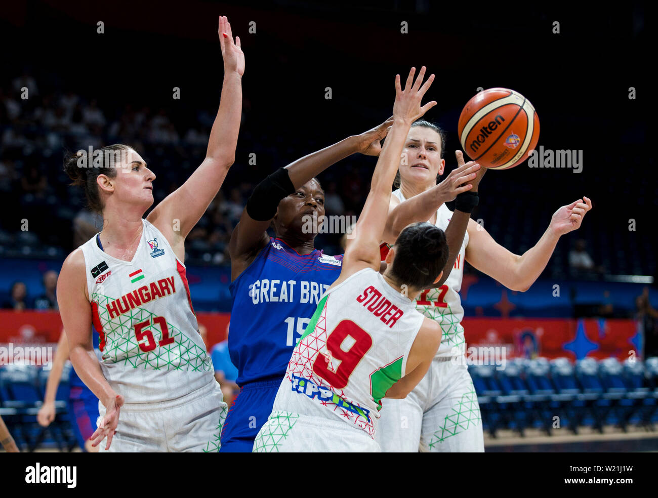 Dorina Zele of HUN, Dora Horti of HUN and Agnes Studer of HUN compete ...