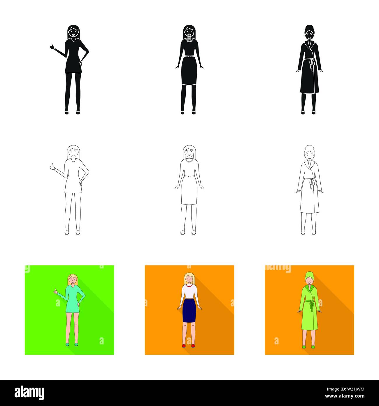 Vector illustration of posture and mood symbol. Collection of posture ...