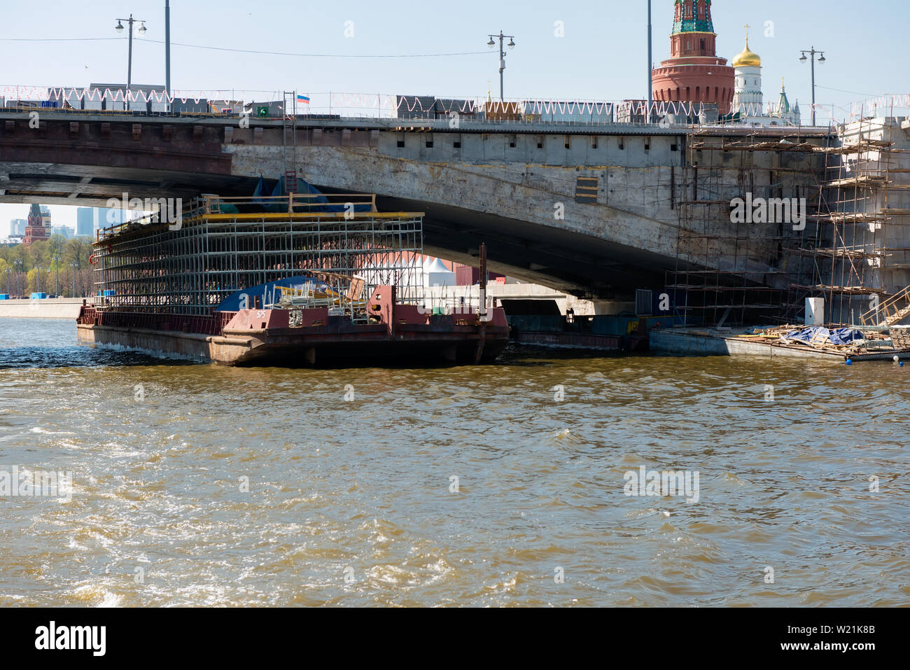 Moscow, Russia - May 6, 2019: View of the reconstruction of the Bolshoy ...