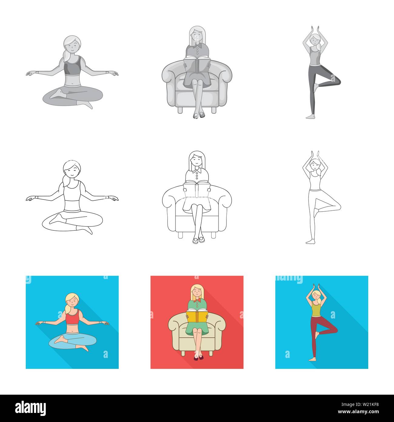 Vector design of posture and mood symbol. Set of posture and female ...