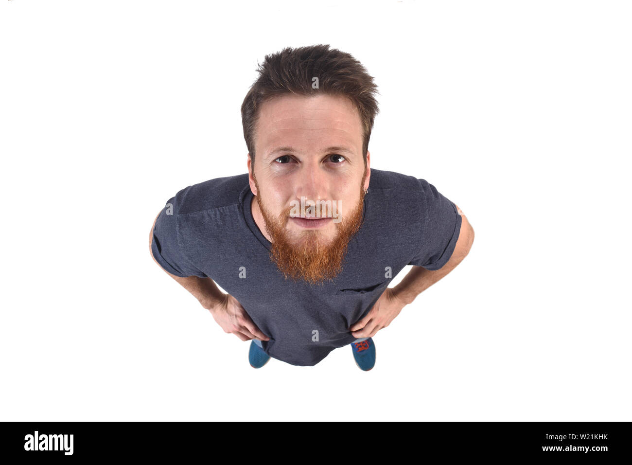 top view portrait of a man on white Stock Photo - Alamy