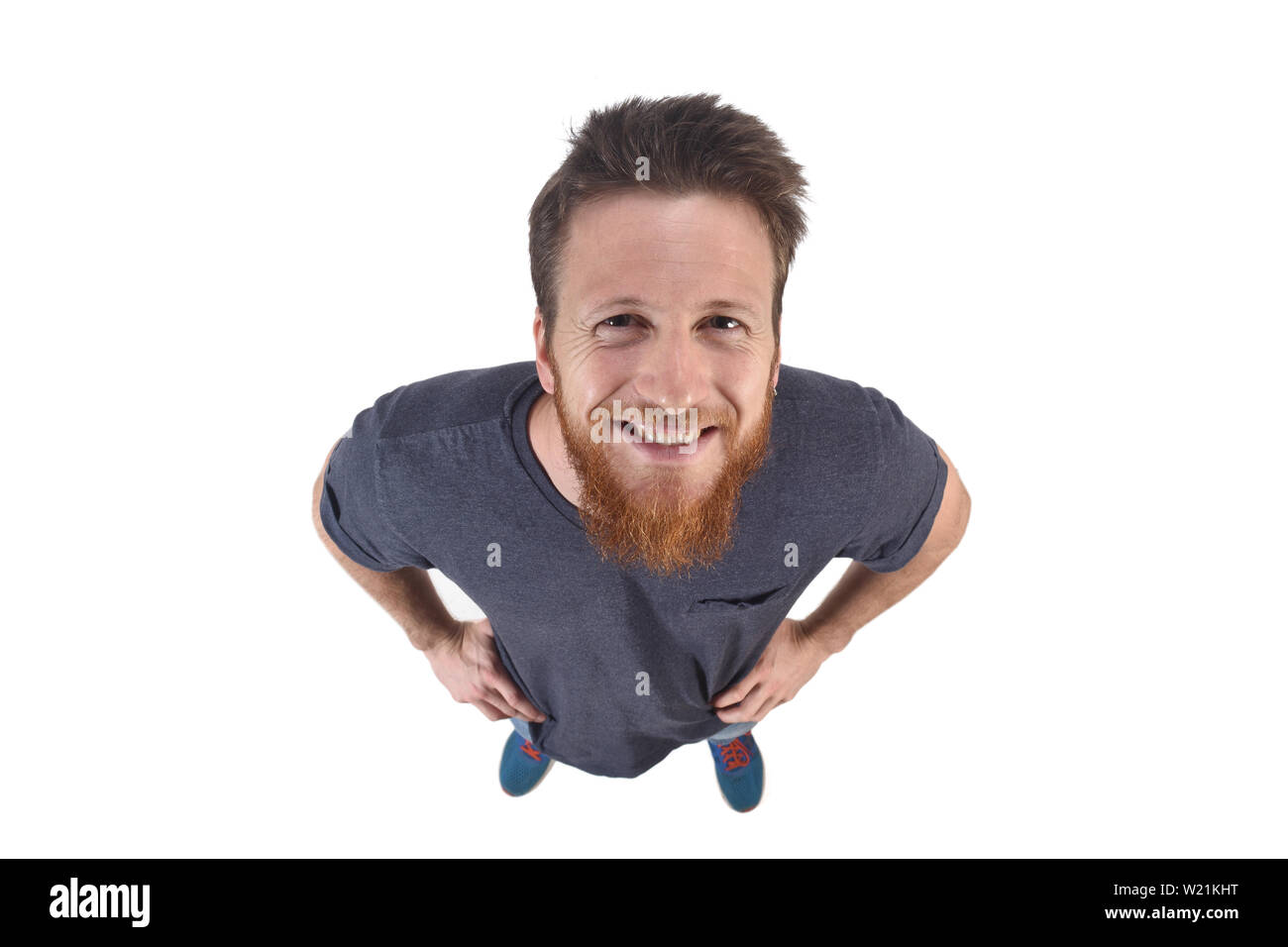 top view portrait of a man on white Stock Photo - Alamy