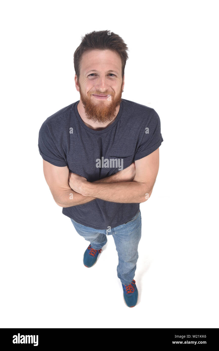 top view portrait of a man on white Stock Photo - Alamy