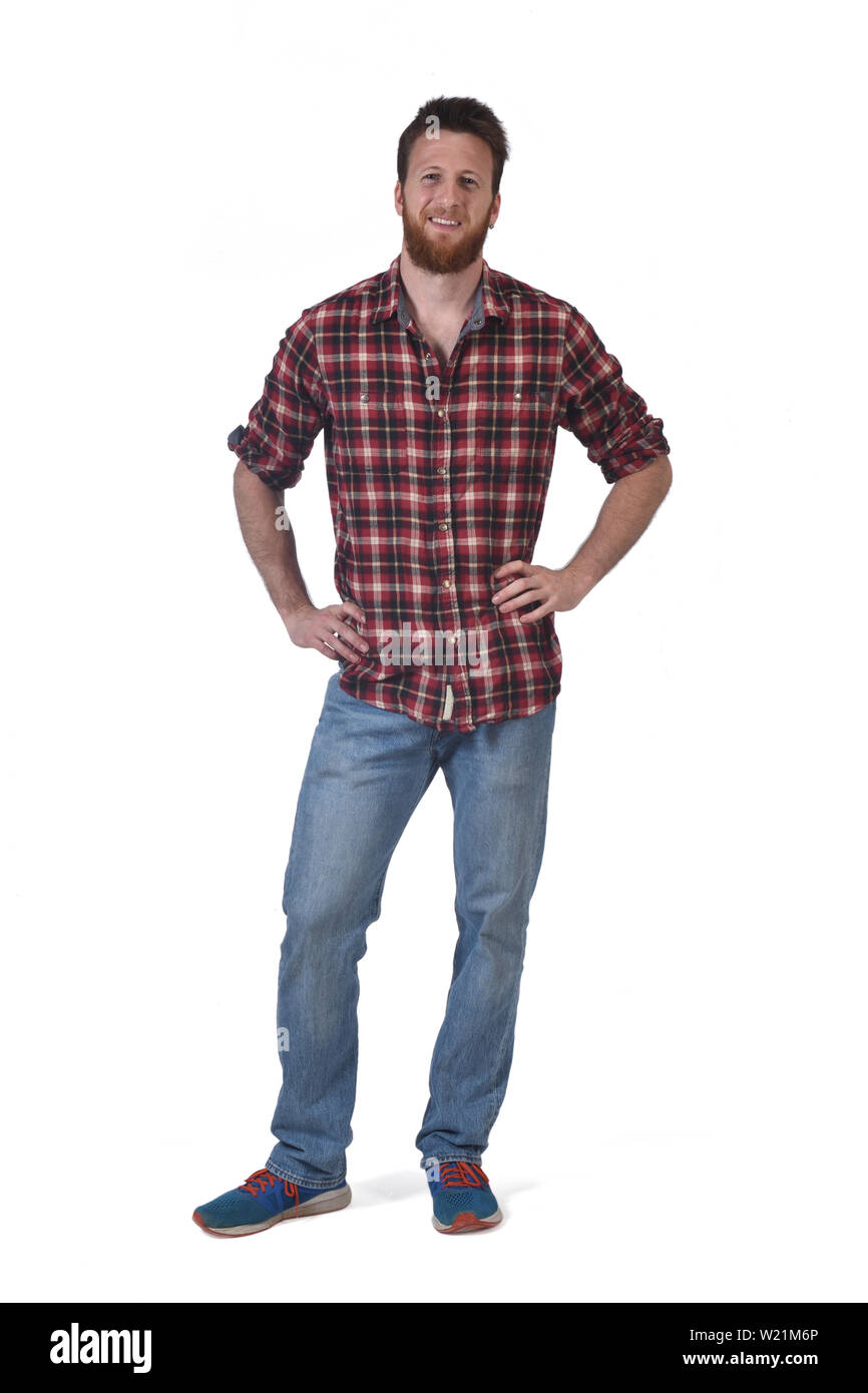 full portrait of a man with his hand on his waist Stock Photo - Alamy