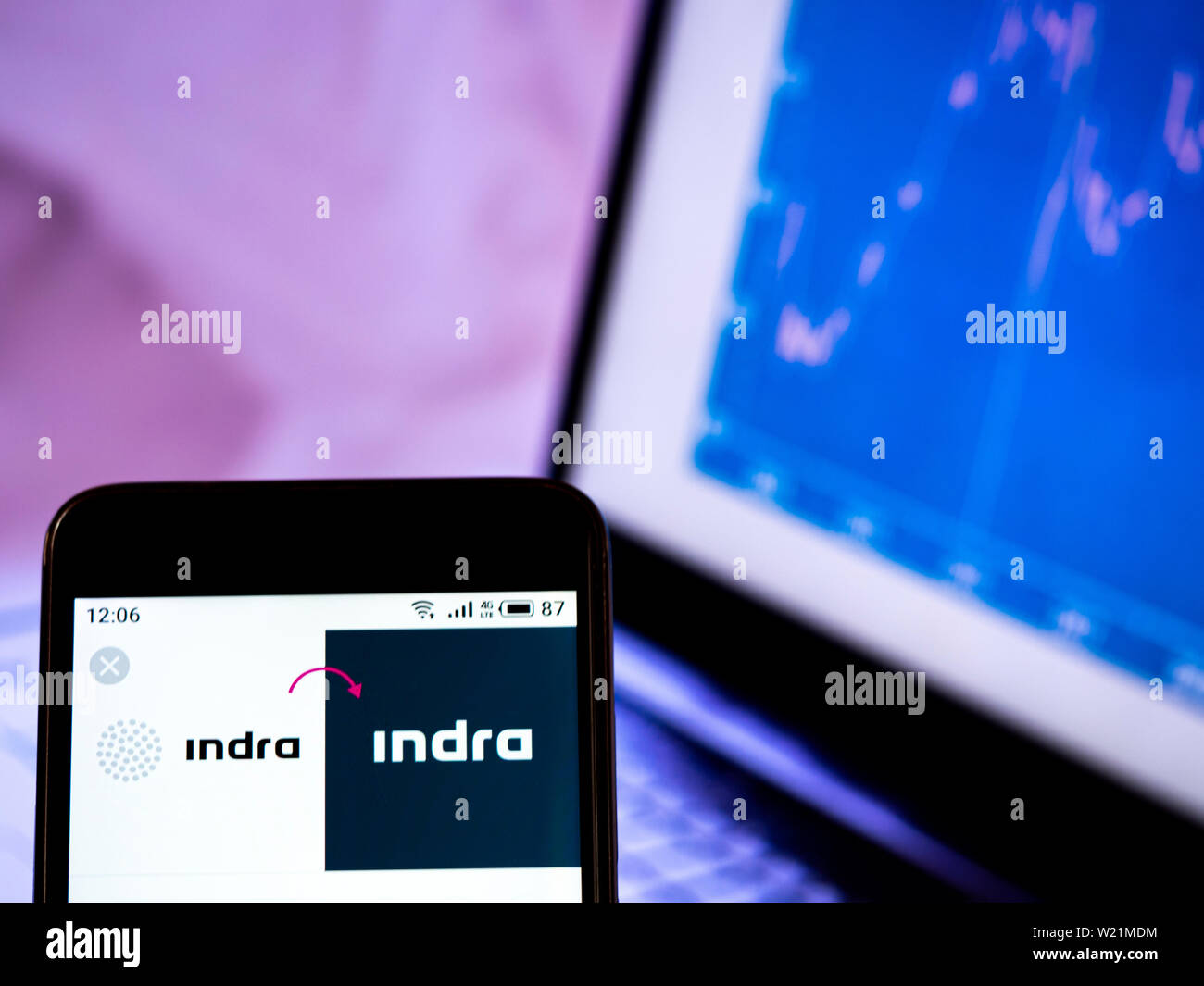 In this photo illustration the Indra Sistemas, S.A. logo is seen ...