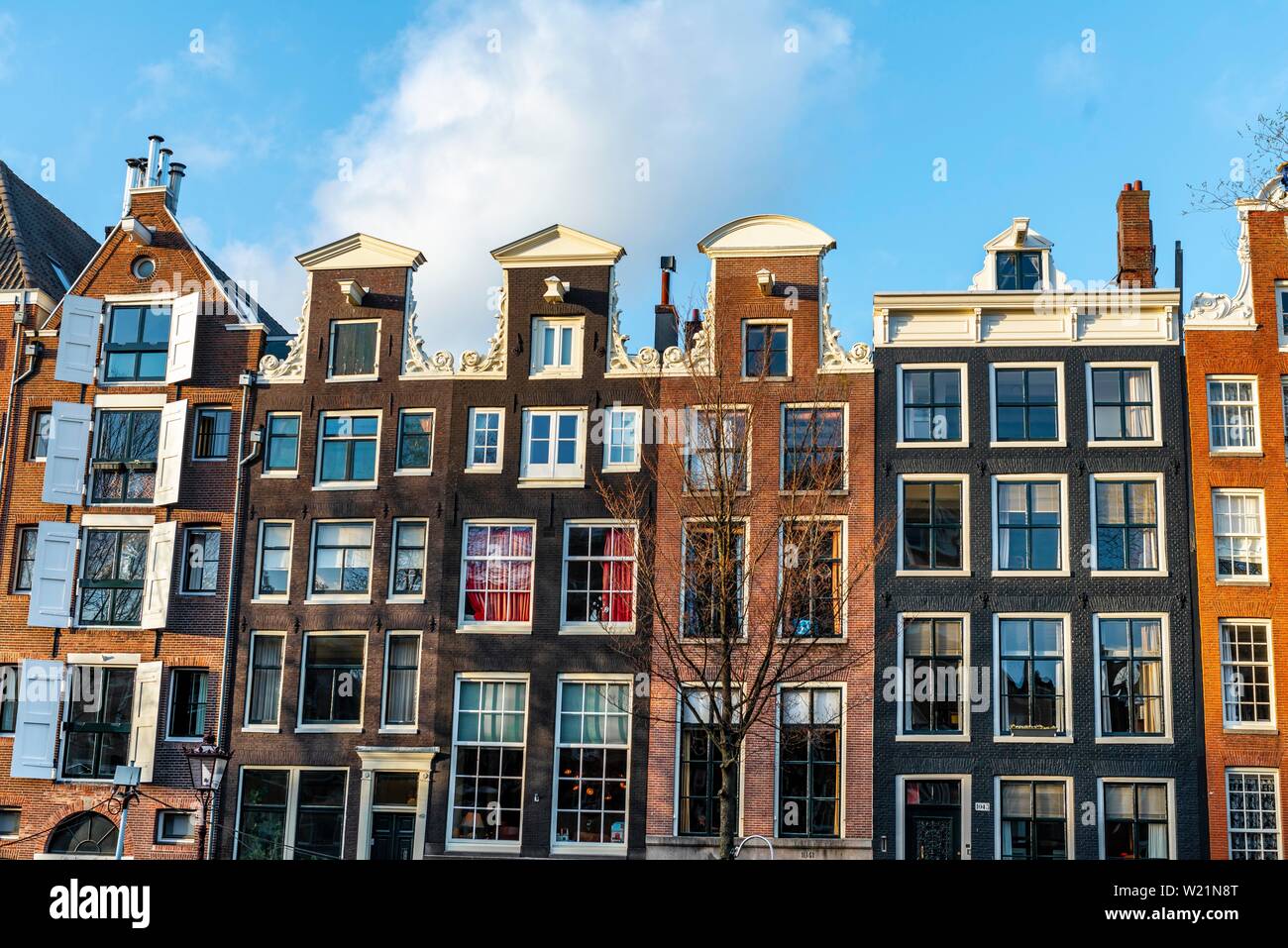 Facades of a row of houses, traditional houses, Amsterdam, North ...