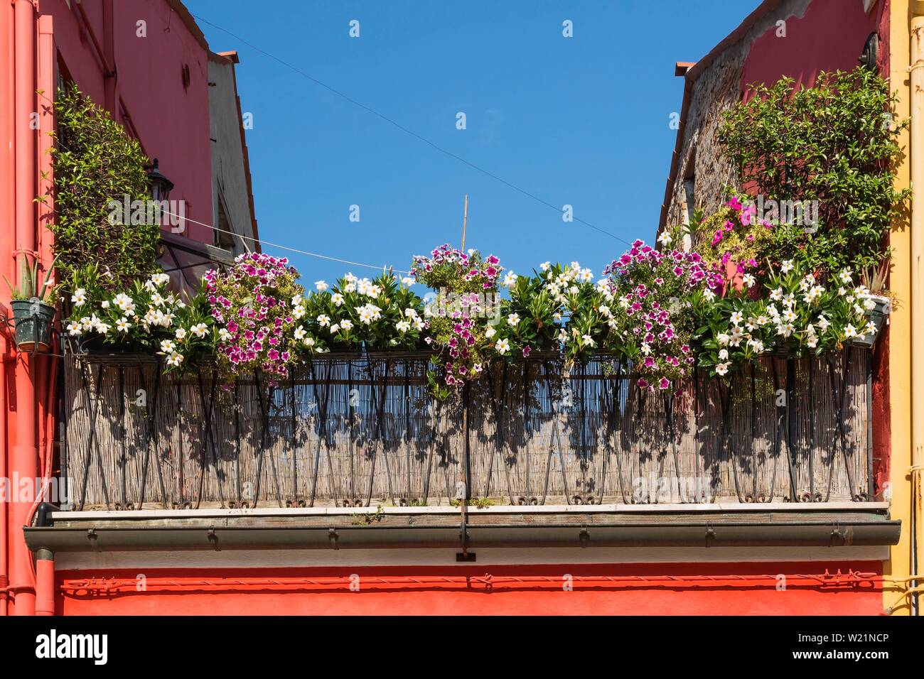 Red decorated balcony hi-res stock photography and images - Alamy