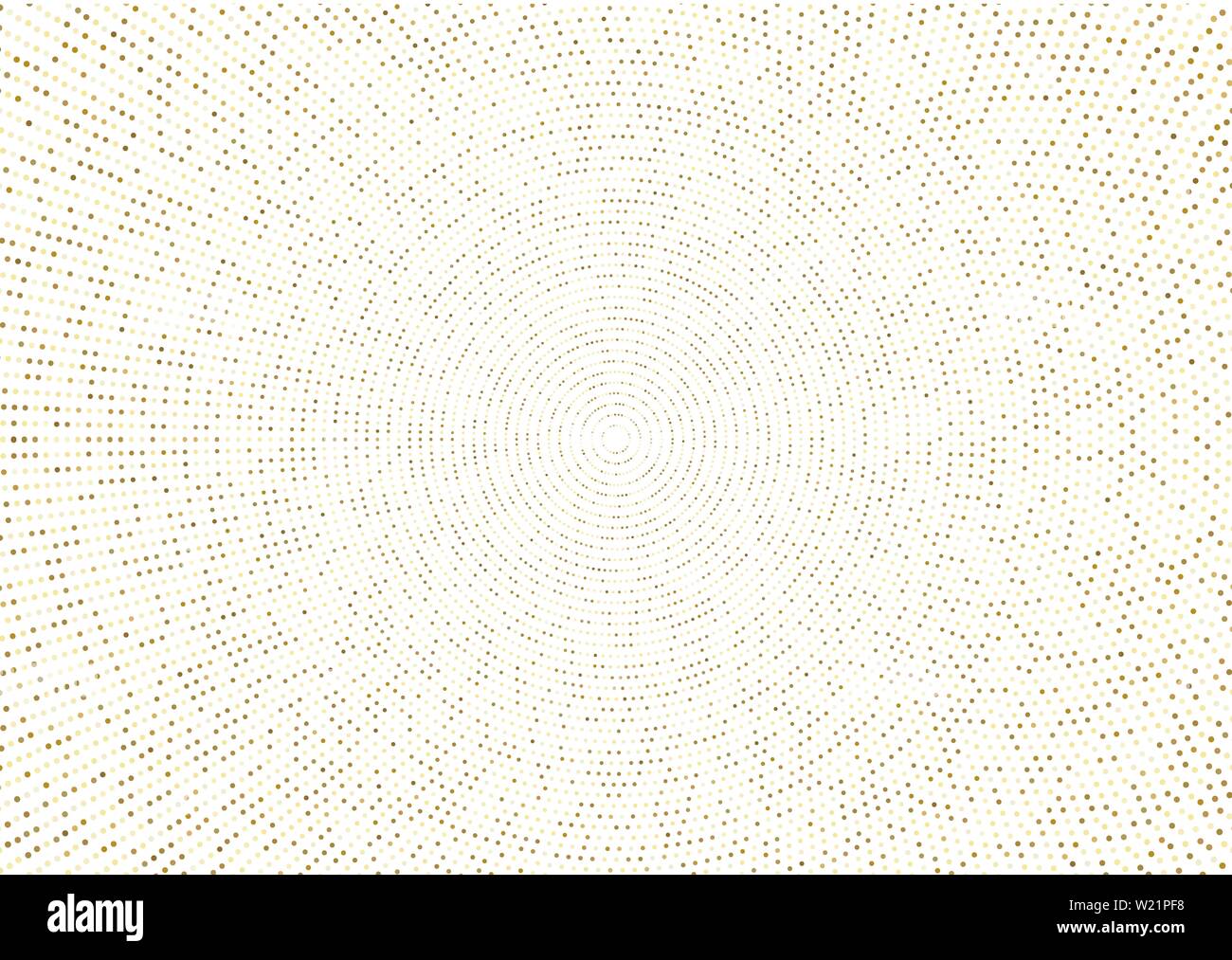 Abstract golden splash or halftone glittering effect with dot radial ...