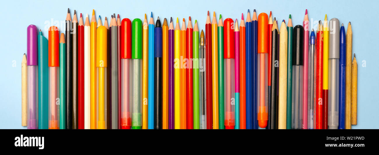 Сolored pencils and markers background. Pencils art desing creative ...