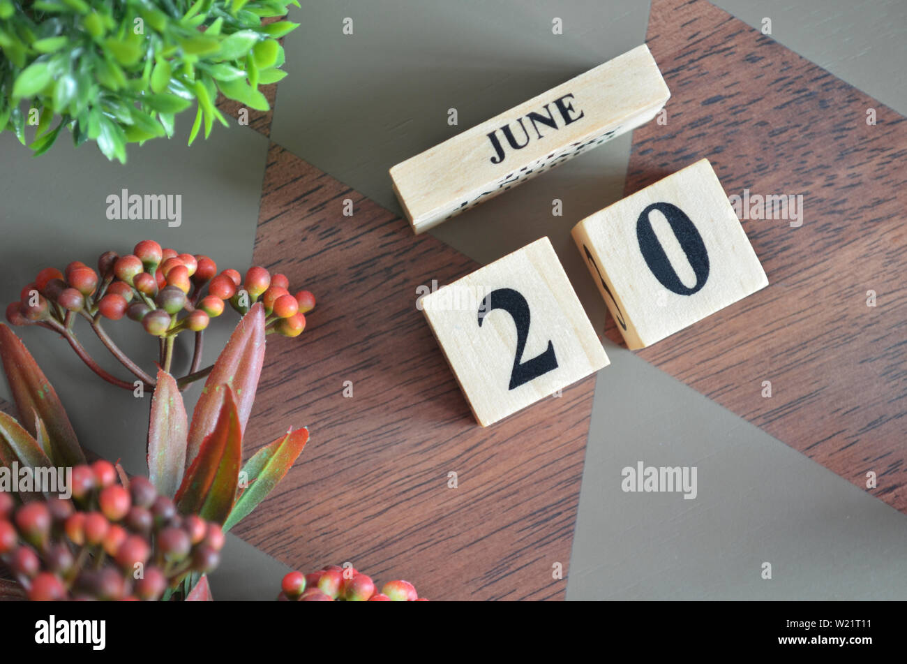 Date of June month. Diamond wood table for background Stock Photo - Alamy