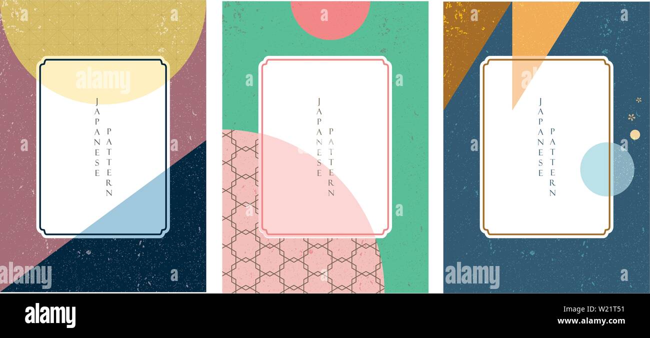 Japanese template vector with geometric pattern. Cover page design ...