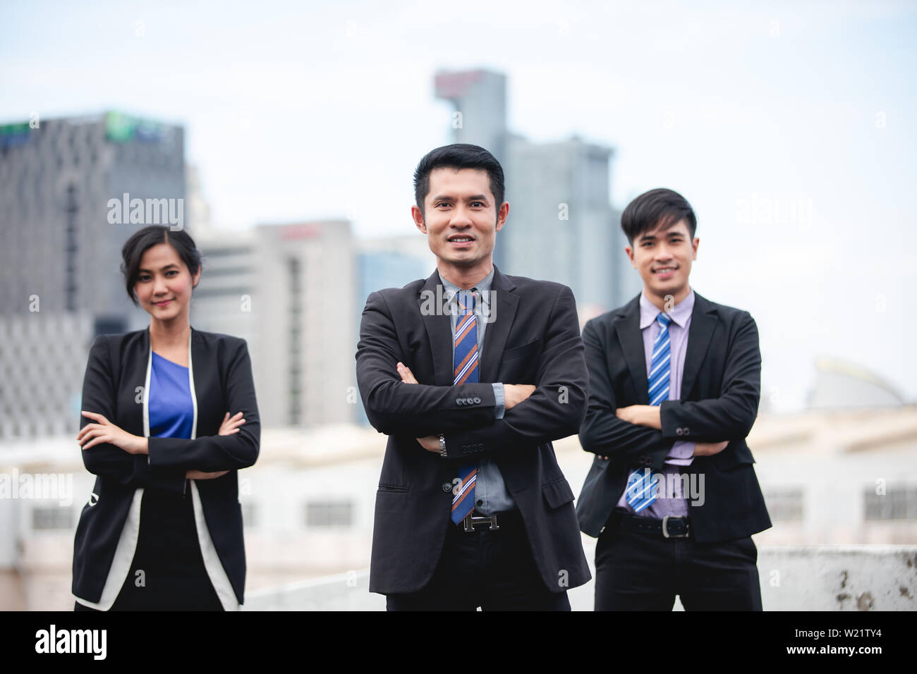 Group of business people with businessman leader celebrating success ...