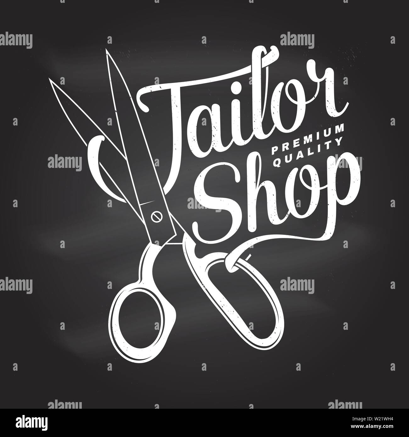 Tailor shop badge. Vector illustration on the chalkboard. Concept for ...