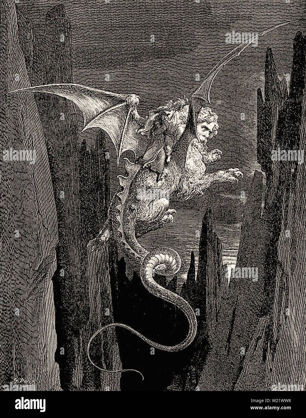 Gustave Doré - Descent Monster Stock Photo - Alamy
